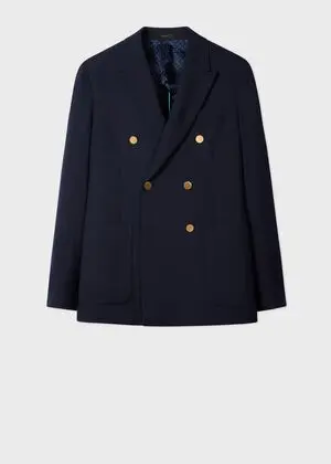 Paul Smith Tailored-fit Navy Wool Double-breasted Jacket
