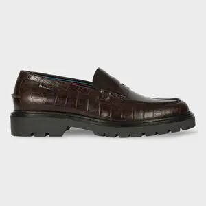 Paul Smith Croc-embossed 'bolzano' Loafers - Brown