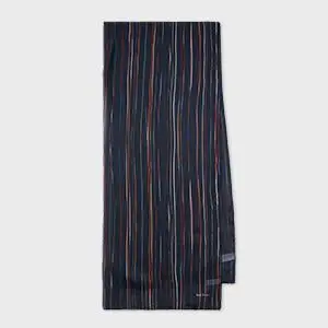 Paul Smith Navy Signature Pinstripe Scarf - Blue
