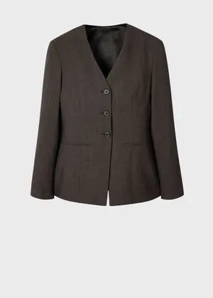 Paul Smith Houndstooth Collarless Tailored Blazer
