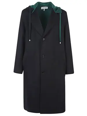 Loewe Wool And Cashmere Blend Hooded Coat