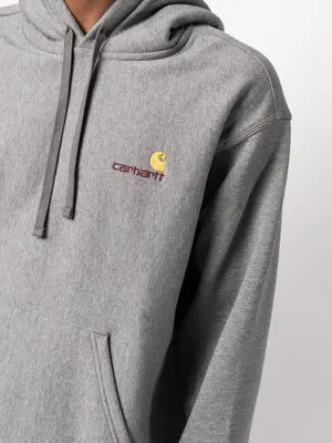 Carhartt Work In Progress Logo Cotton-blend Hoodie - Grey