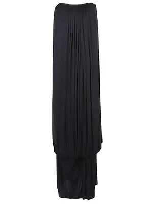 Loewe Silk Draped Long Dress - Black