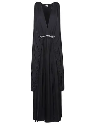 Loewe Silk Draped Long Dress - Black