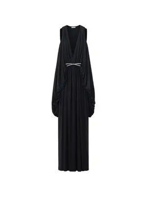 Loewe Silk Draped Long Dress - Black