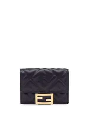Fendi Baguette Micro Trifold Wallet - Black