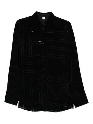 TOTEME Monogram Pajama Shirt - Black