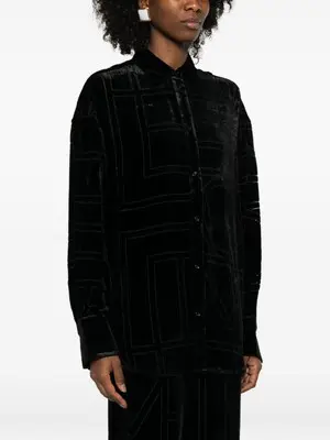 TOTEME Monogram Pajama Shirt - Black
