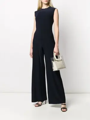 Norma Kamali Sleeveless Wide Leg Jumpsuit - Blue