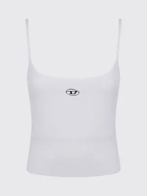 DIESEL® Ribbed Cropped Spaghetti Strap Tank Top - White