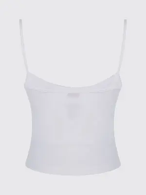 DIESEL® Ribbed Cropped Spaghetti Strap Tank Top - White