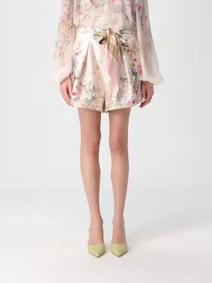 Zimmermann Zimmermann Printed Silk Shorts Beige