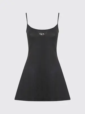 DIESEL® Spaghetti Strap Mini Dress With Logo - Black