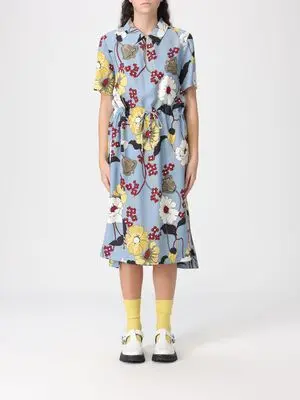 Marni Floral Print Shirt Dress - Sky Blue
