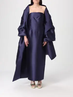 Solace London Strapless Maxi Dress With Cape Effect - Blue