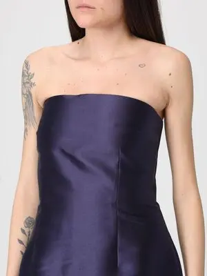 Solace London Strapless Maxi Dress With Cape Effect - Blue