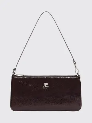 COURREGES Small Crinkled Effect Patent Leather Shoulder Bag - Red