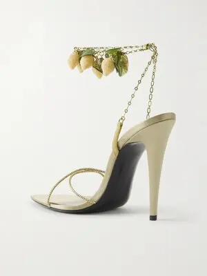 Saint Laurent Mon Chéri Embellished Sandals - Green