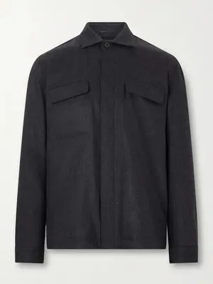 Sunspel Sunspel - Stretch Wool And Cashmere-Blend Flannel Overshirt - Men - Gray - S Gray