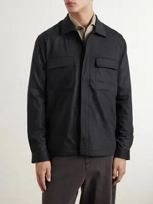 Sunspel Stretch Wool And Cashmere-blend Flannel Overshirt - Gray