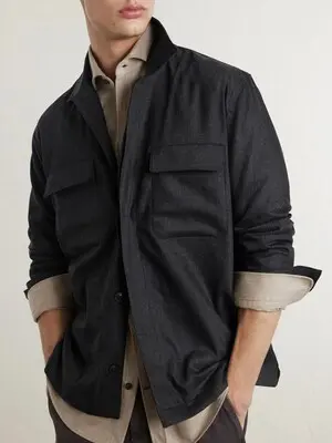 Sunspel Stretch Wool And Cashmere-blend Flannel Overshirt - Gray