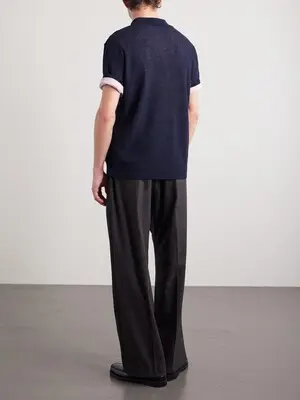 Barena Venezia Waffle-knit Linen And Cotton-blend Shirt - Blue