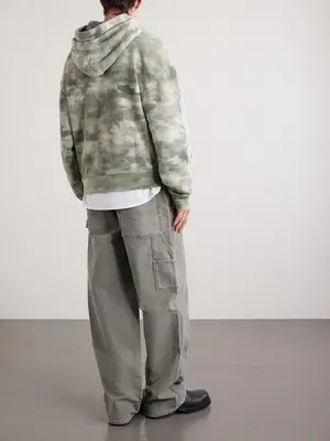 Amiri Logo-embroidered Appliquéd Camouflage-print Cotton-jersey Hoodie - Green
