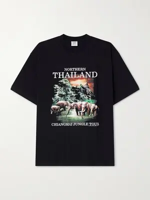 Vetements Thailand Tourist Oversized Cotton-jersey T-shirt - Black