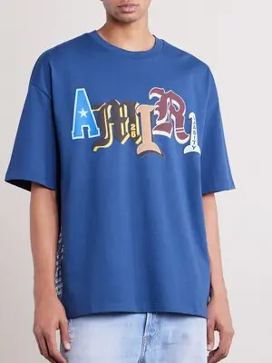 Amiri Varsity Patch Logo-print Cotton-jersey T-shirt - Blue