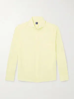 Fedeli Phil Cutaway-collar Linen Shirt - Yellow