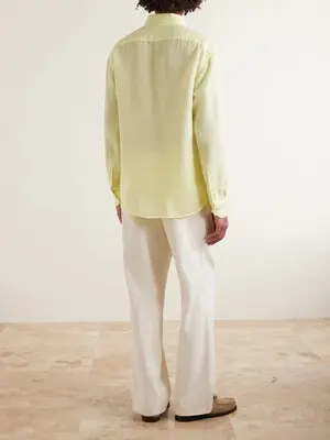 Fedeli Phil Cutaway-collar Linen Shirt - Yellow