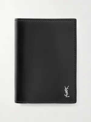 Saint Laurent Leather Trifold Wallet - Black