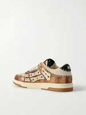 Amiri Skel-top Appliquéd Denim Sneakers - Brown