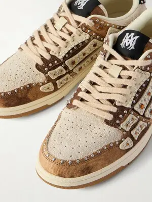 Amiri Skel-top Appliquéd Denim Sneakers - Brown