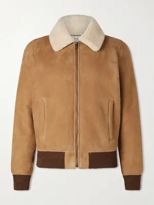 Saint Laurent Shearling Blouson Jacket - Brown