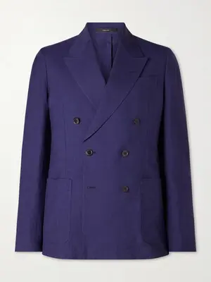 Paul Smith Double-breasted Wool And Linen-blend Blazer
