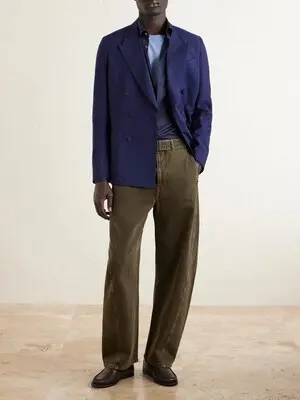 Paul Smith Double-breasted Wool And Linen-blend Blazer