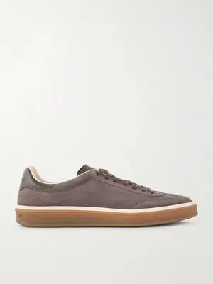 Loro Piana Tennis Walk Leather-trimmed Suede Sneakers - Gray