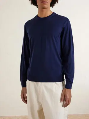 Fedeli Wool Crewneck Sweater - Blue