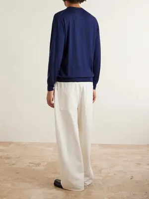 Fedeli Wool Crewneck Sweater - Blue