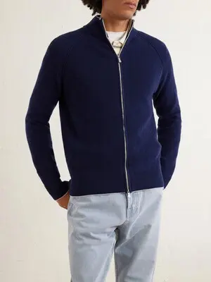 Eleventy Cashmere Zip-up Sweater - Blue