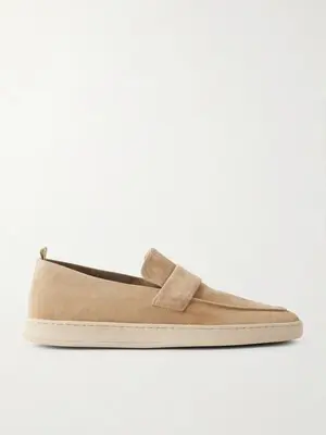 Saint Laurent Herbie 001 Suede Loafers - Neutrals