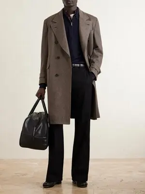 Thom Sweeney Wool-twill Double-breasted Overcoat