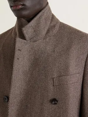 Thom Sweeney Wool-twill Double-breasted Overcoat