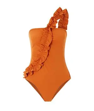 Ulla Johnson Capri One-shoulder Ruffled Swimsuit - Orange