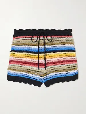Alix Of Bohemia Shea Striped Crocheted Cotton Shorts - Multi
