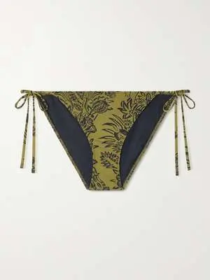 Ulla Johnson Maria Printed Bikini Briefs - Dark Green