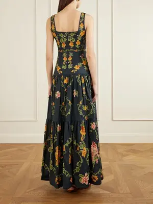 Agua Bendita Abeja Floral-print Linen Maxi Dress - Multi