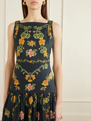 Agua Bendita Abeja Floral-print Linen Maxi Dress - Multi