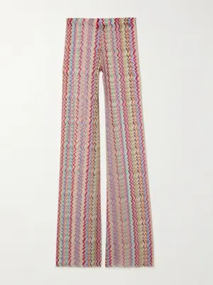 Missoni Striped Stretch-mesh Wide-leg Pants